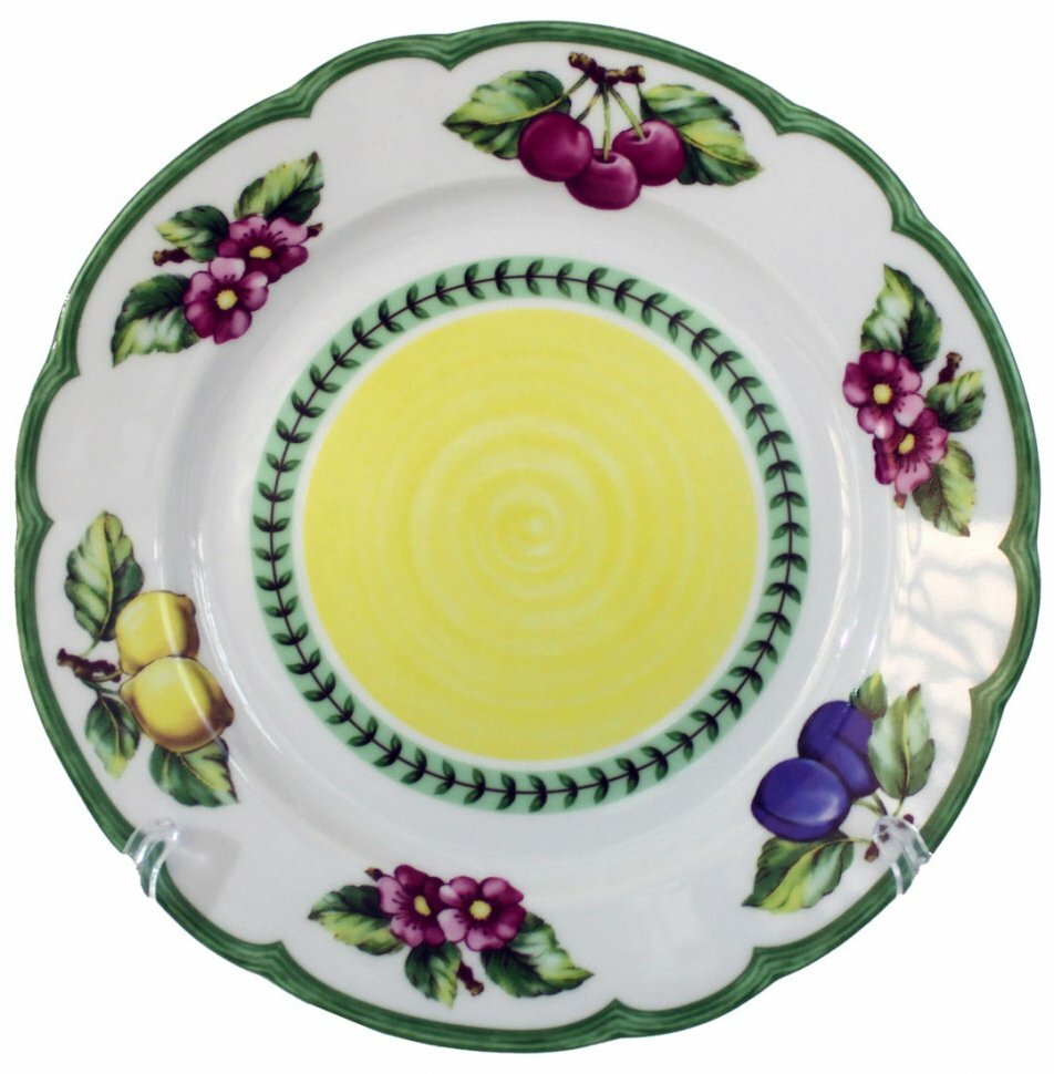 Тарелка 23 см 1 шт глубокая Thun "Роза /Фрукты" / 232285