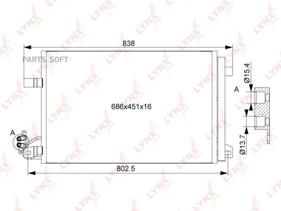 LYNXAUTO RC-0527 Радиатор кондиционера с осушителем VW Transporter V 2.0-2.0D 03> ()