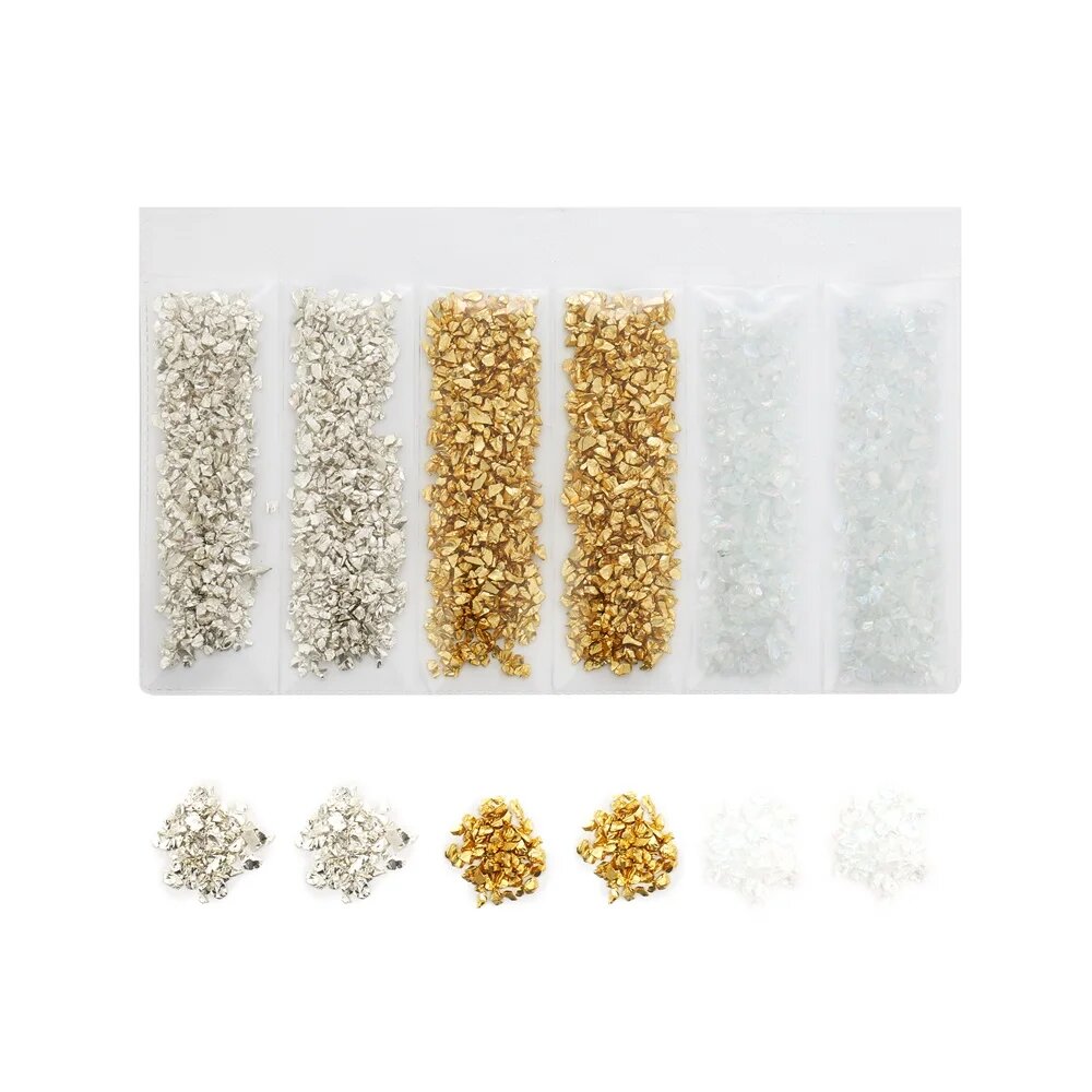 Разбитые стеклянные камешки Mixied для рукоделия 2-4mm, Set 15