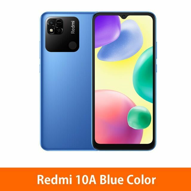 Redmi Смартфон Redmi 10A мобильных телефонов 4гб 64гб глобальной версии 13MP камера 5000mAh смартфон Global 4/64 ГБ, Nano-SIM, синий
