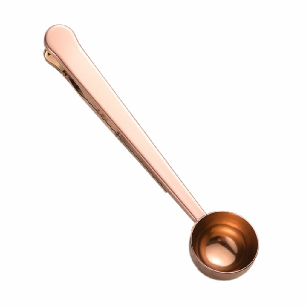 Посуда, Креативная ложка с зажимом - розовое золото, 1 шт.