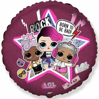 Воздушный шар Веселая затея "Куклы ЛОЛ", Диско, 18 дюймов