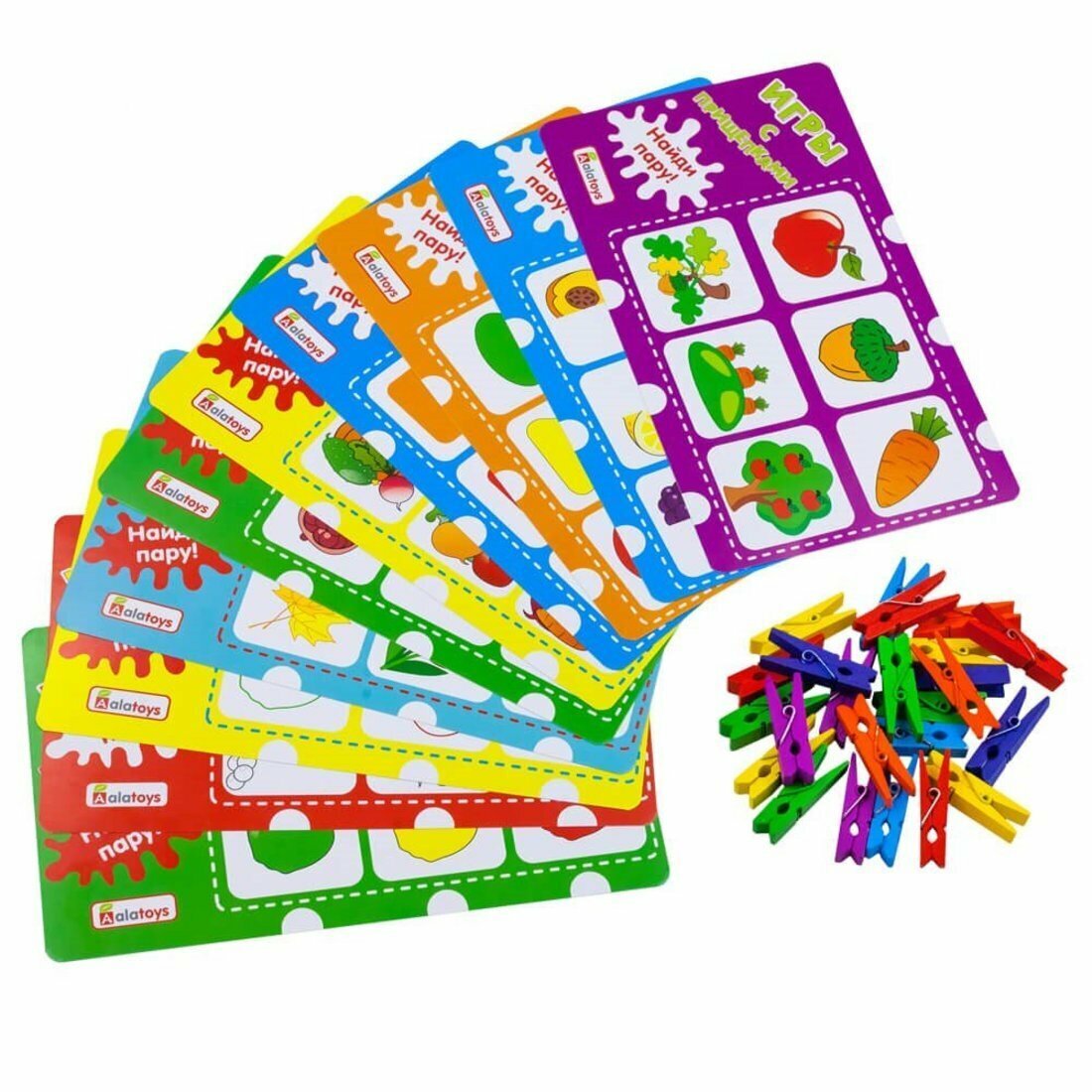 Игра с прищепками Alatoys Фрукты-овощи (ПР14)
