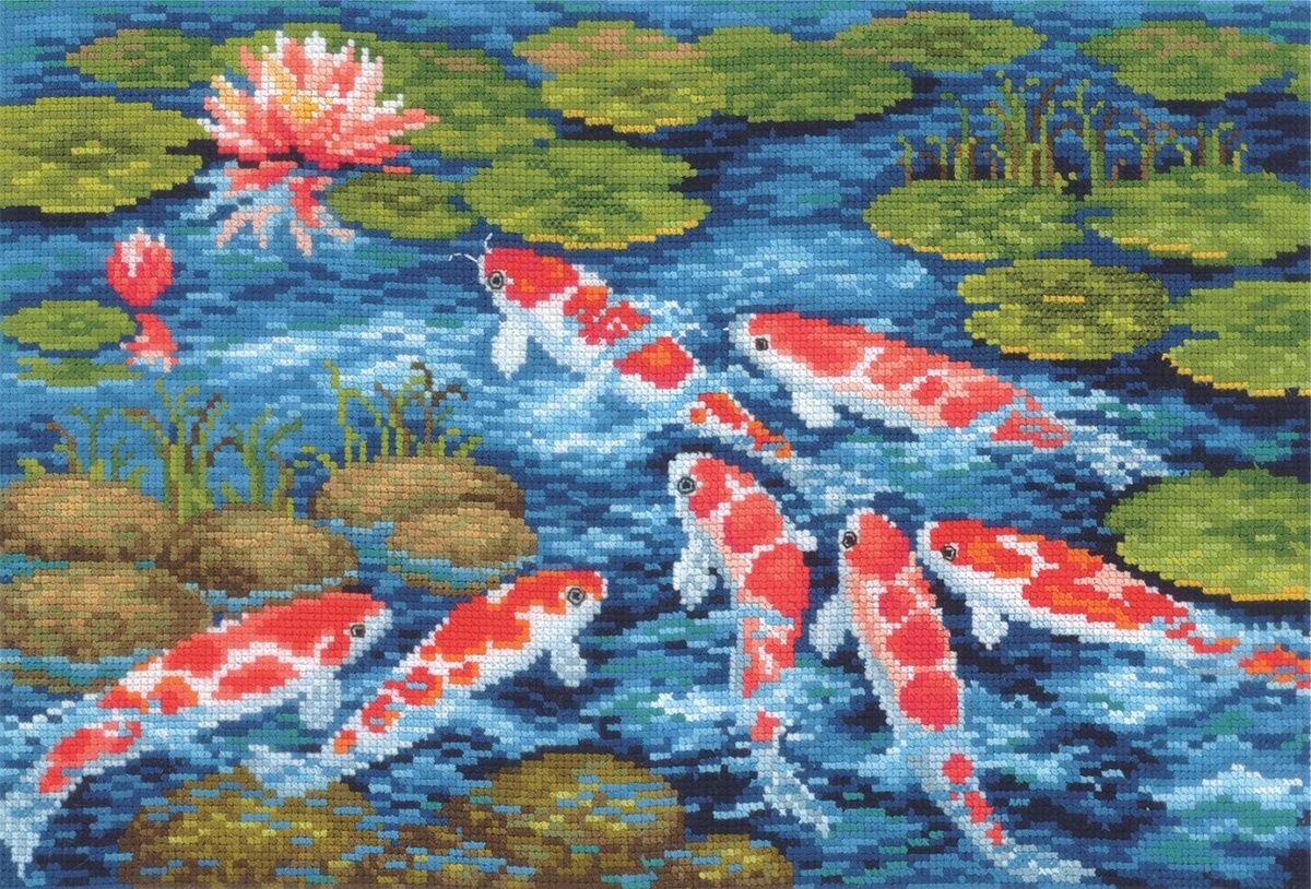 Набор для вышивания Сделай своими руками "Карпы кои", мулине, канва (К-49 "Карпы кои")