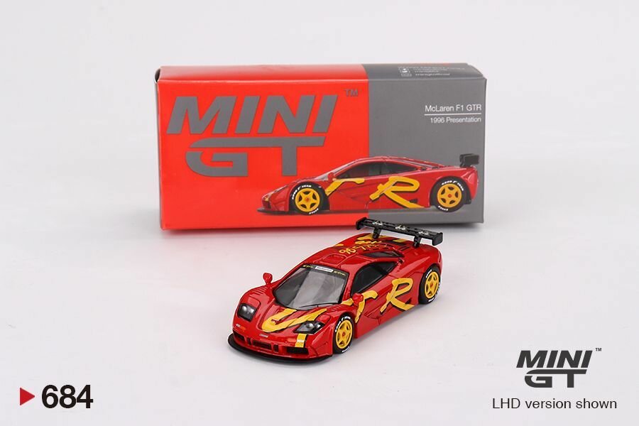 Коллекционная Premium машинка Mini GT McLaren F1 GTR 1996 Presentation #684 (year 2024, MGT00684)