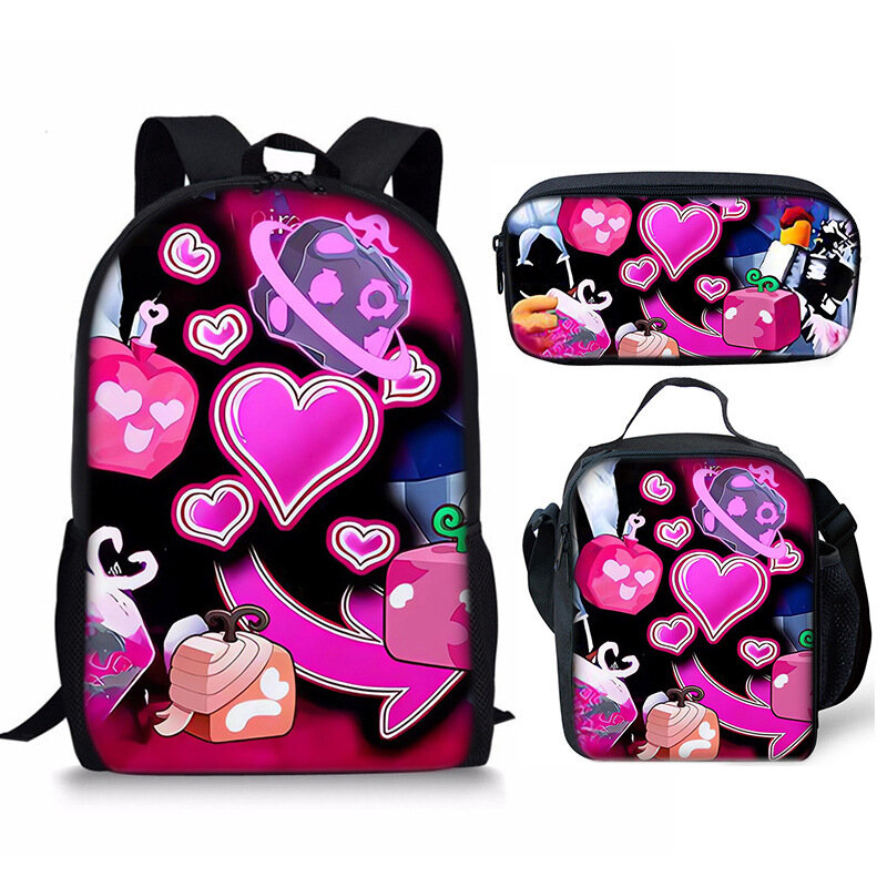 Сумка школьная трех частей / Roblox /с чехлом для карандашей и сумка мессенджер