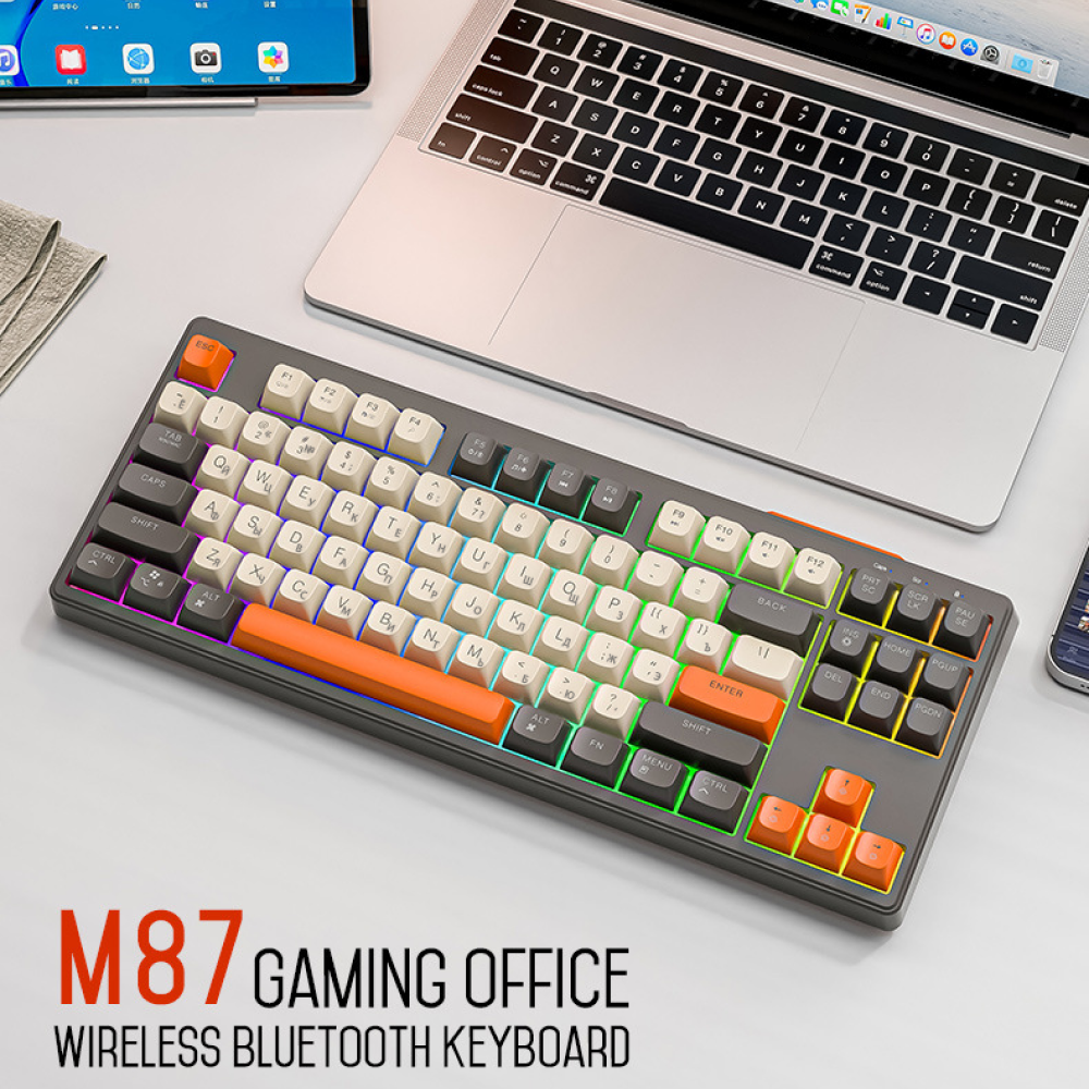 Беспроводная Bluetooth-клавиатура Wolf M87 с подсветкой, игровая клавиатура для ноутбуков.