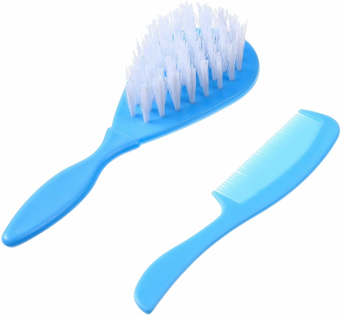 Набор детских расчесок из 2 штук для волос, детская массажная щётка и расческа-гребешок для новорожденных и малышей, цвет голубой, рисунок микс