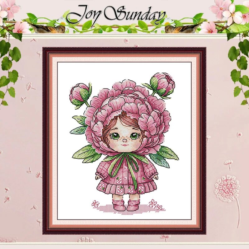 Набор для вышивки крестом Joy Sunday Пион Цветочница 14CT picture printed