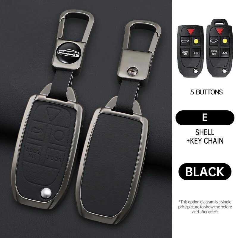 Кожаный чехол для ключей из цинкового сплава для Volvo XC90 XC70 S80 S60 S40 V70 V50 C30 C70 5-кнопочный чехол с дистанционным управлением, аксессуары для ключей A