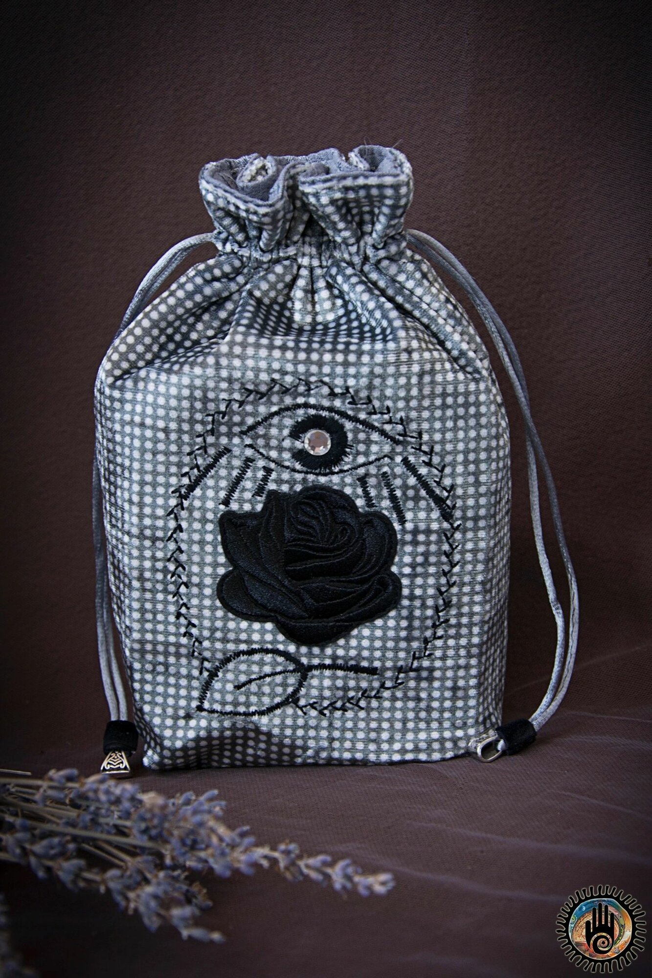Мешочек для метафорических карт, карт таро, рун Черная Роза