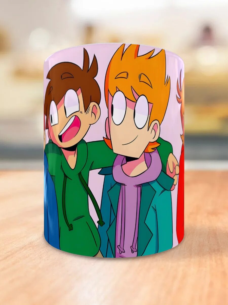 Кружка "Eddsworld" Обнял, керамика, белая, с принтом, 330мл