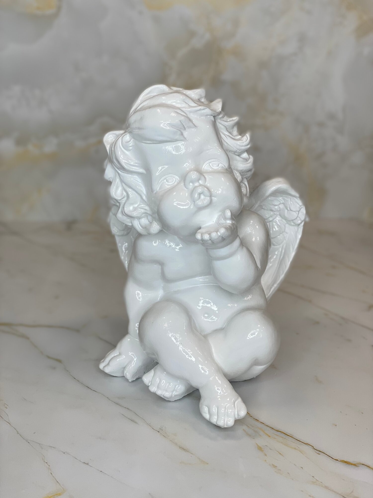 Статуэтка ангел Сад Радости "Ангелок", гипс, белая, высота 31 см