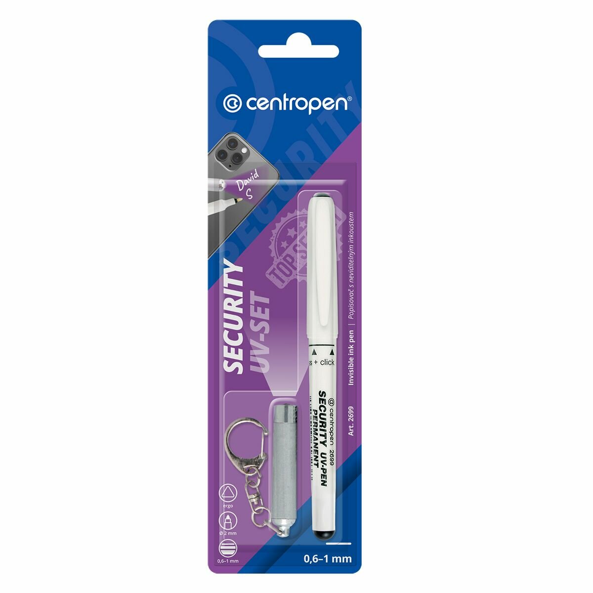 Маркер Centropen SECURITY 2699, чернила УФ, круглый, 0.6-1мм