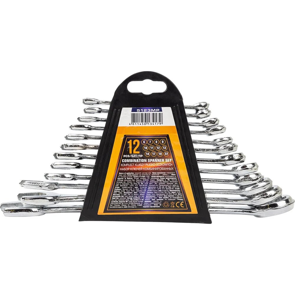 Ключи комбинированные MEGATOOLS набор 12 предметов в пласт. держателе, для различных задач