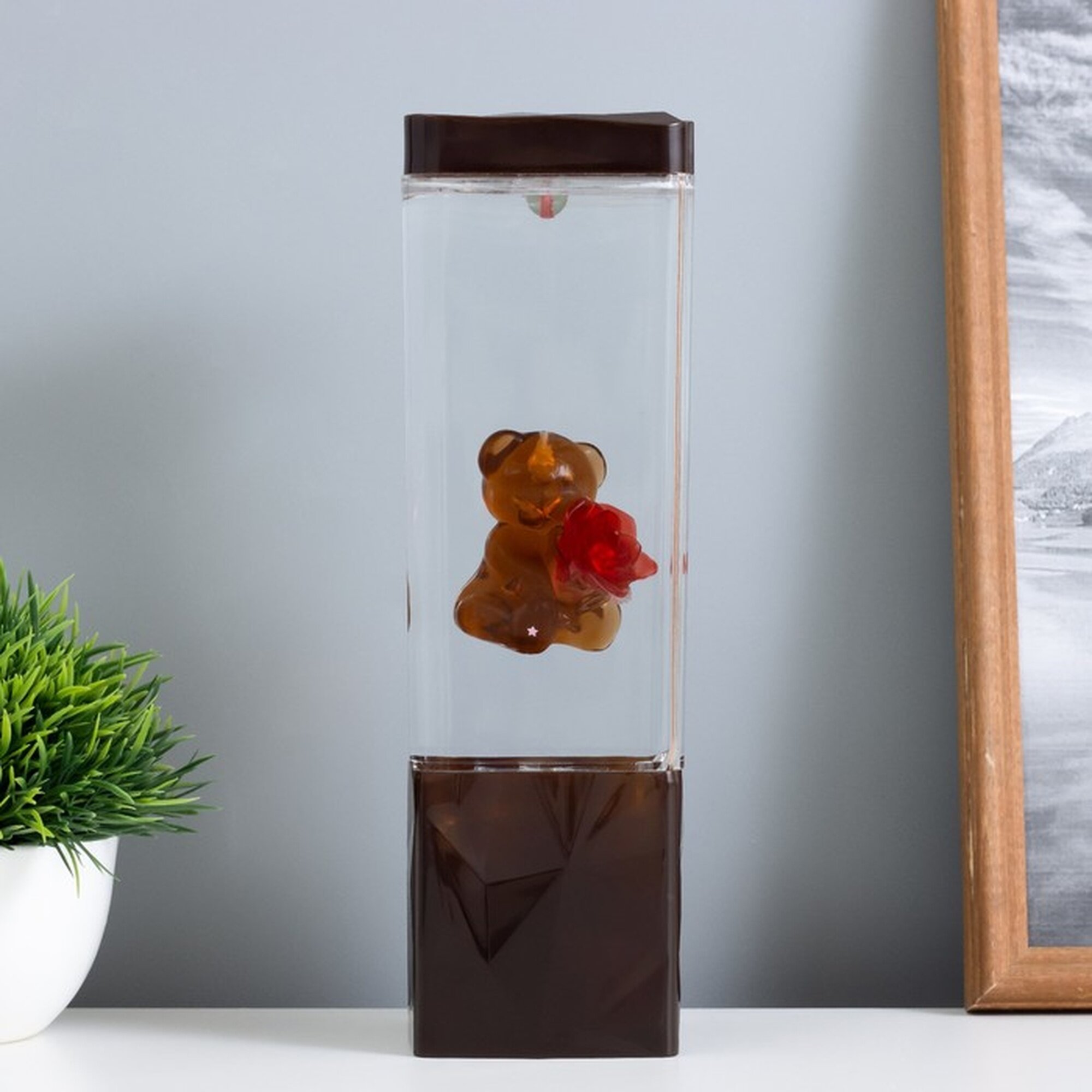 Лава-лампа «Мишка» LED 2 Вт от батареек 3хАА коричневый 7×7×24 см