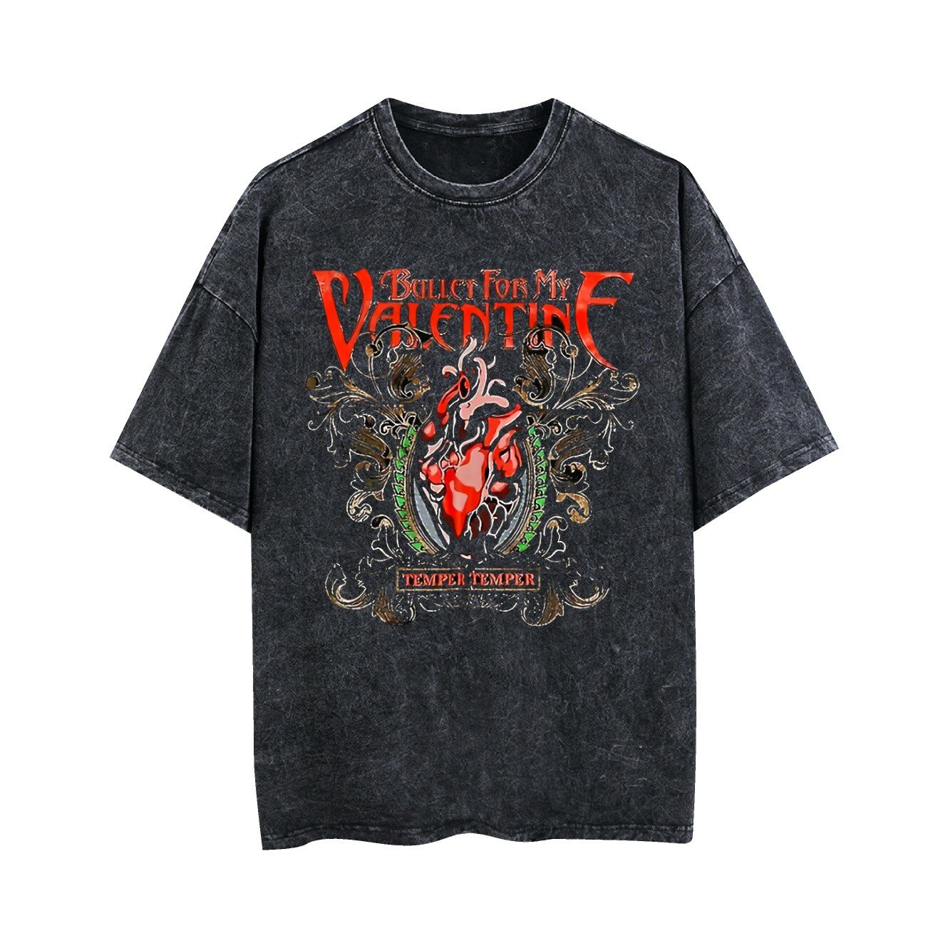 Ретро-футболка Bullet For My Valentine Temper Temper Черный ретро-костюм с коротким рукавом