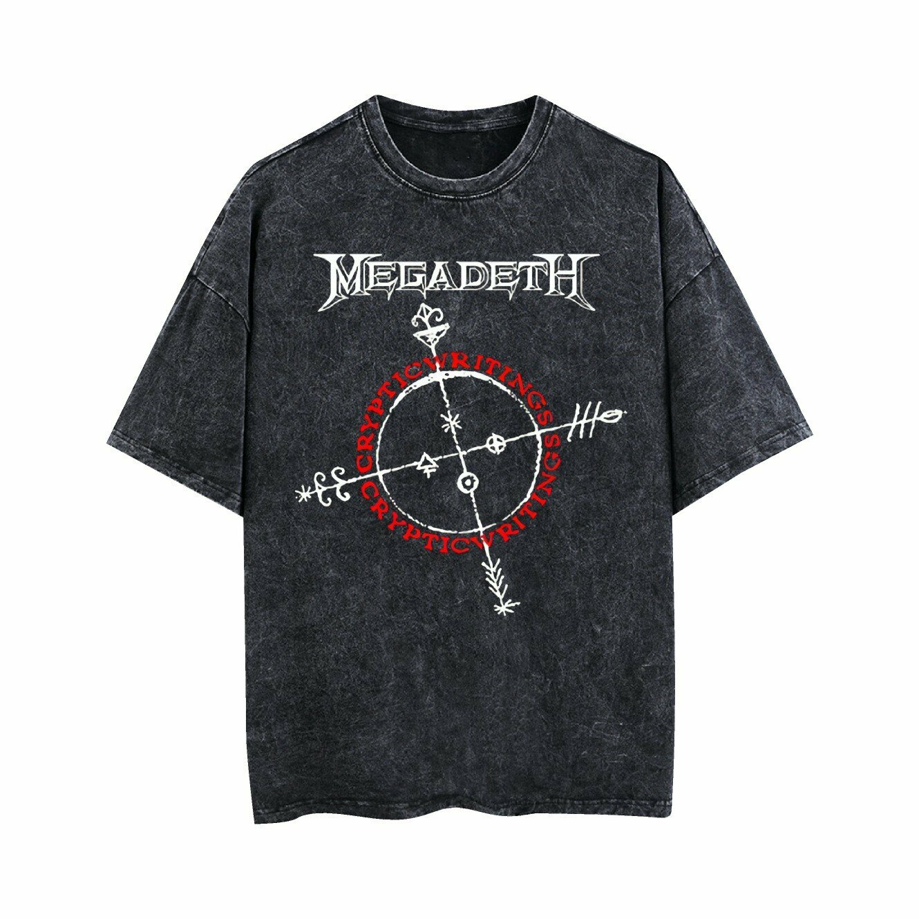 Megadeth Cryptic Writings Tour UnisexRetro Футболка 1997 Европа Рубашка Группа Графический Ретро Футболка Винтаж Рок Мерч Группа Металл Музыка Рубашка Черный ретро-костюм с коротким рукавом