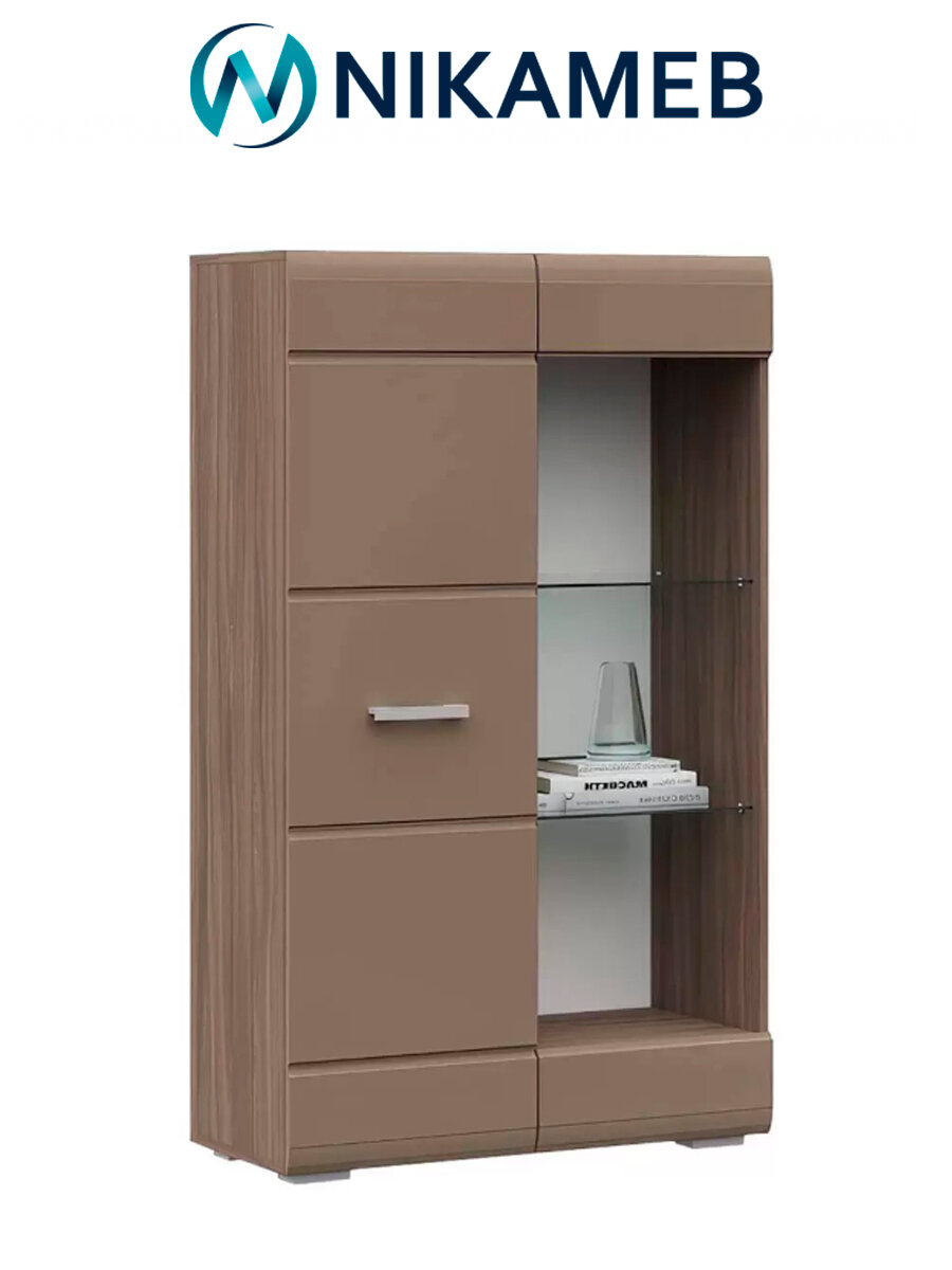 Спальня вегас стеллаж (0,8х1,33х0,346) фасад МДФ кофе С молоком/корпус шимо темн