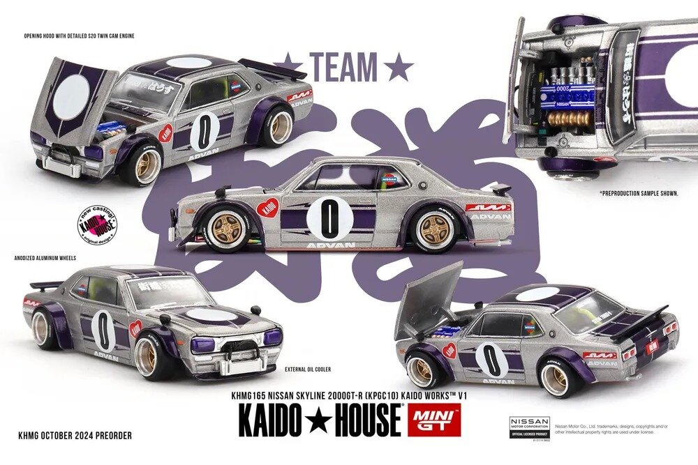 Машинка KAIDO HOUSE MINIGT MODEL 1:64 #165 Nissan Skyline 2000GT-R KPGC10 Die-cast Alloy Model Collection Toy Children Gifts