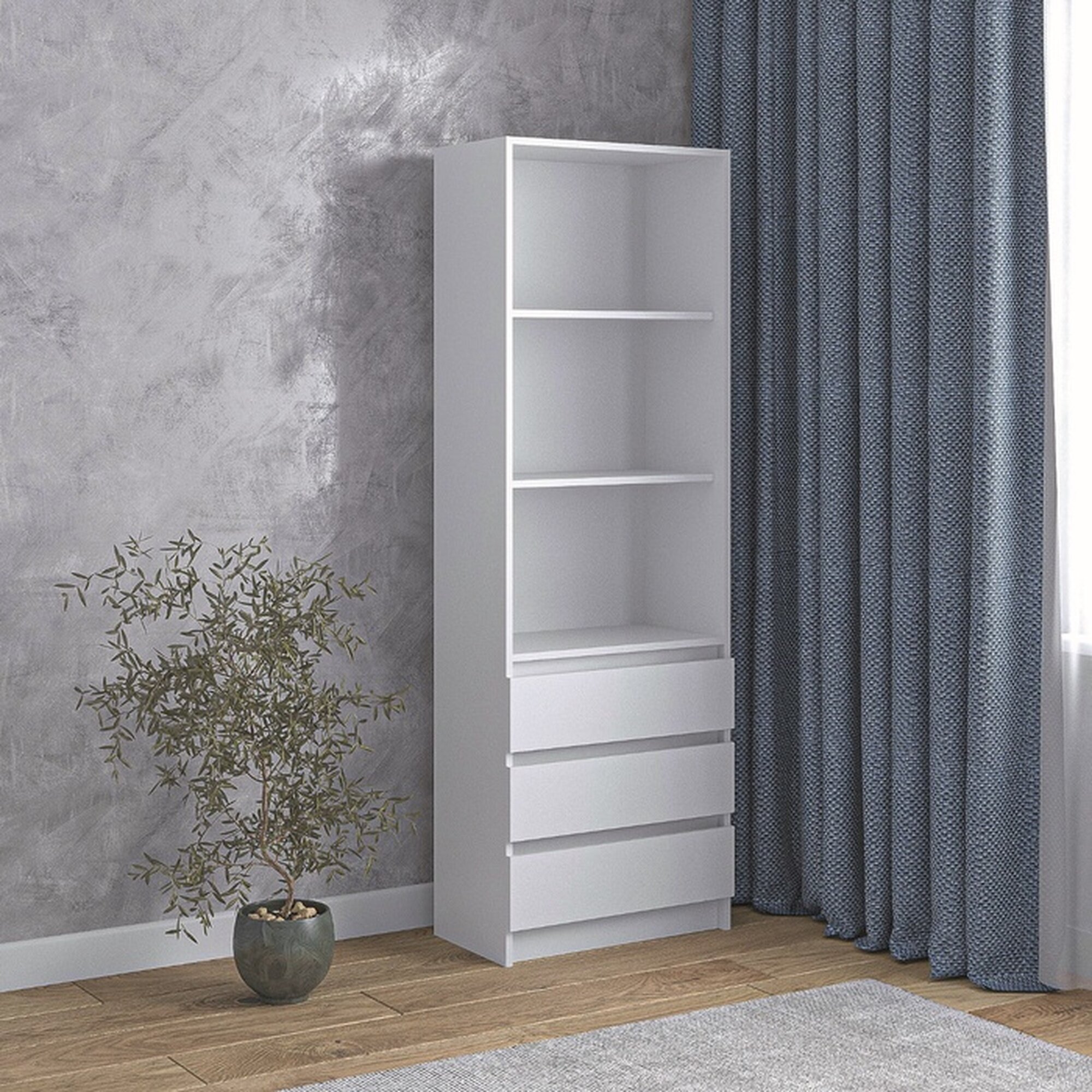 Стеллаж Сима-ленд "Зара", ЛДСП, белый, 180 см x 60 см x 34 см