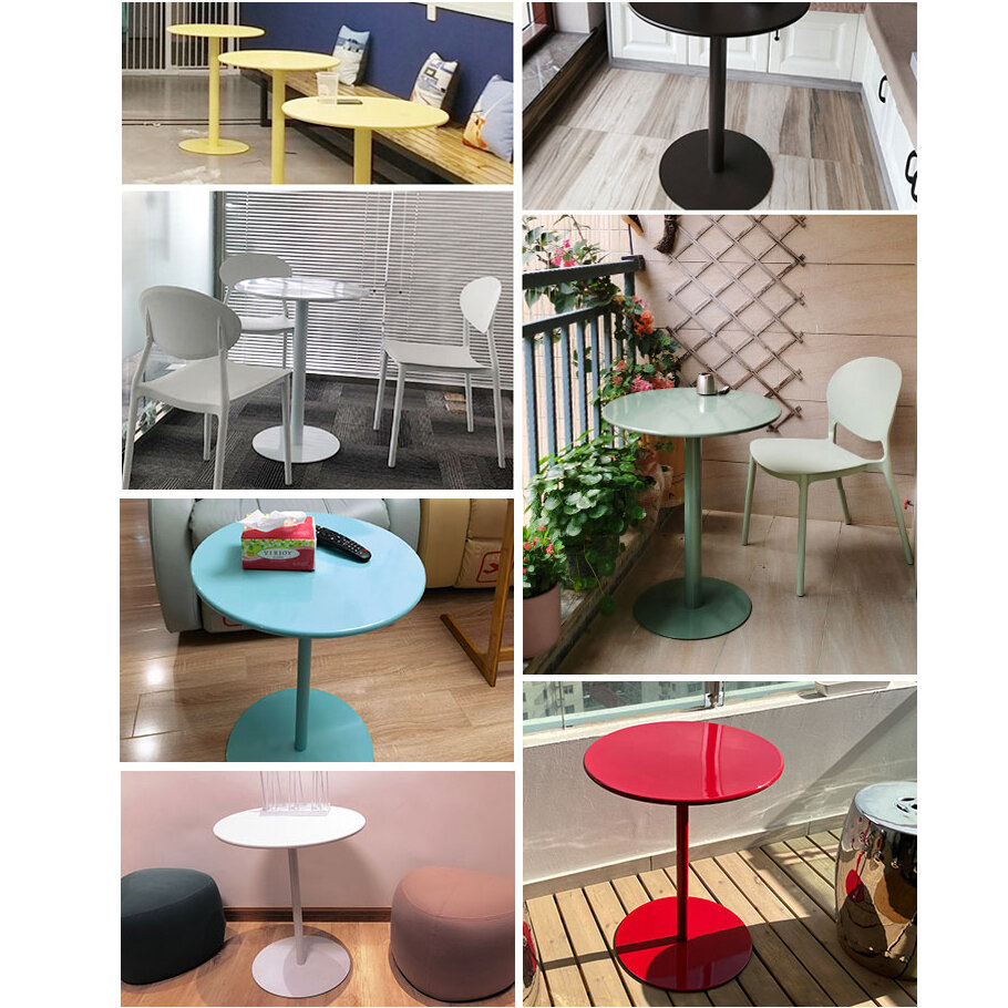 Журнальный столик, круглый металлический стол для переговоров, подходит для кабинета и балкона, 60*60*73 см