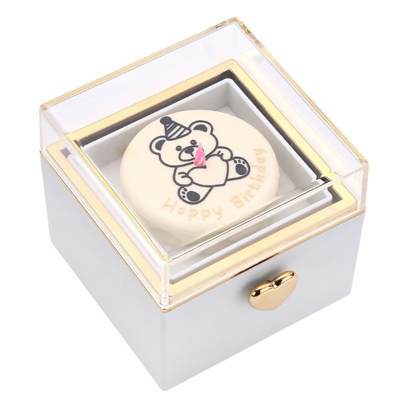 Коробка С Вращающимся Кольцом Для Медвежьего Торта-Сюрприза-Белый