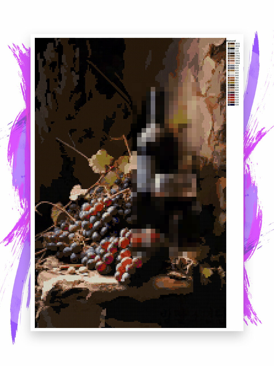 Алмазная мозаика без подрамника - вышивка Винный натюрморт 40 х 60 см