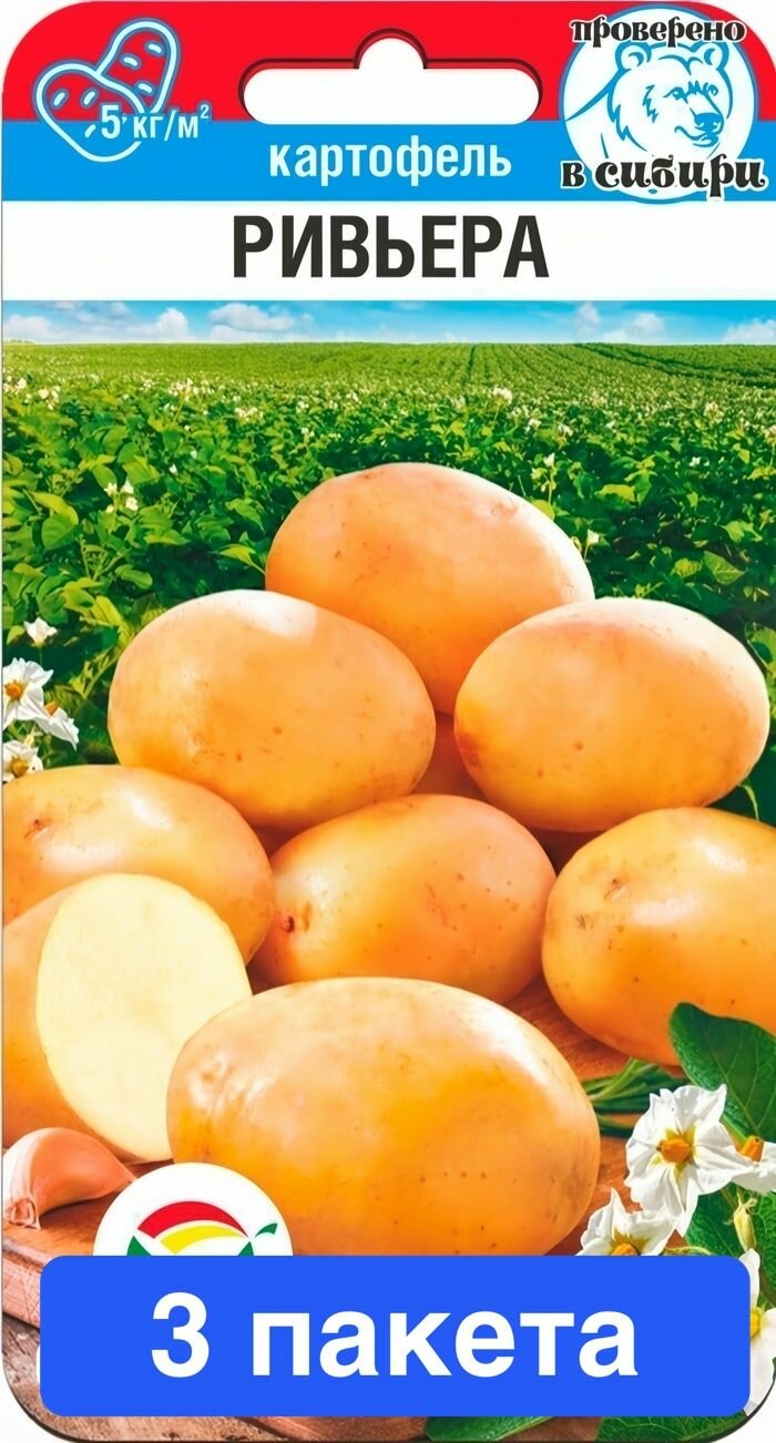 Семена овощей Сибирский Сад "Картофель Ривьера", 12 шт. 3 пакета