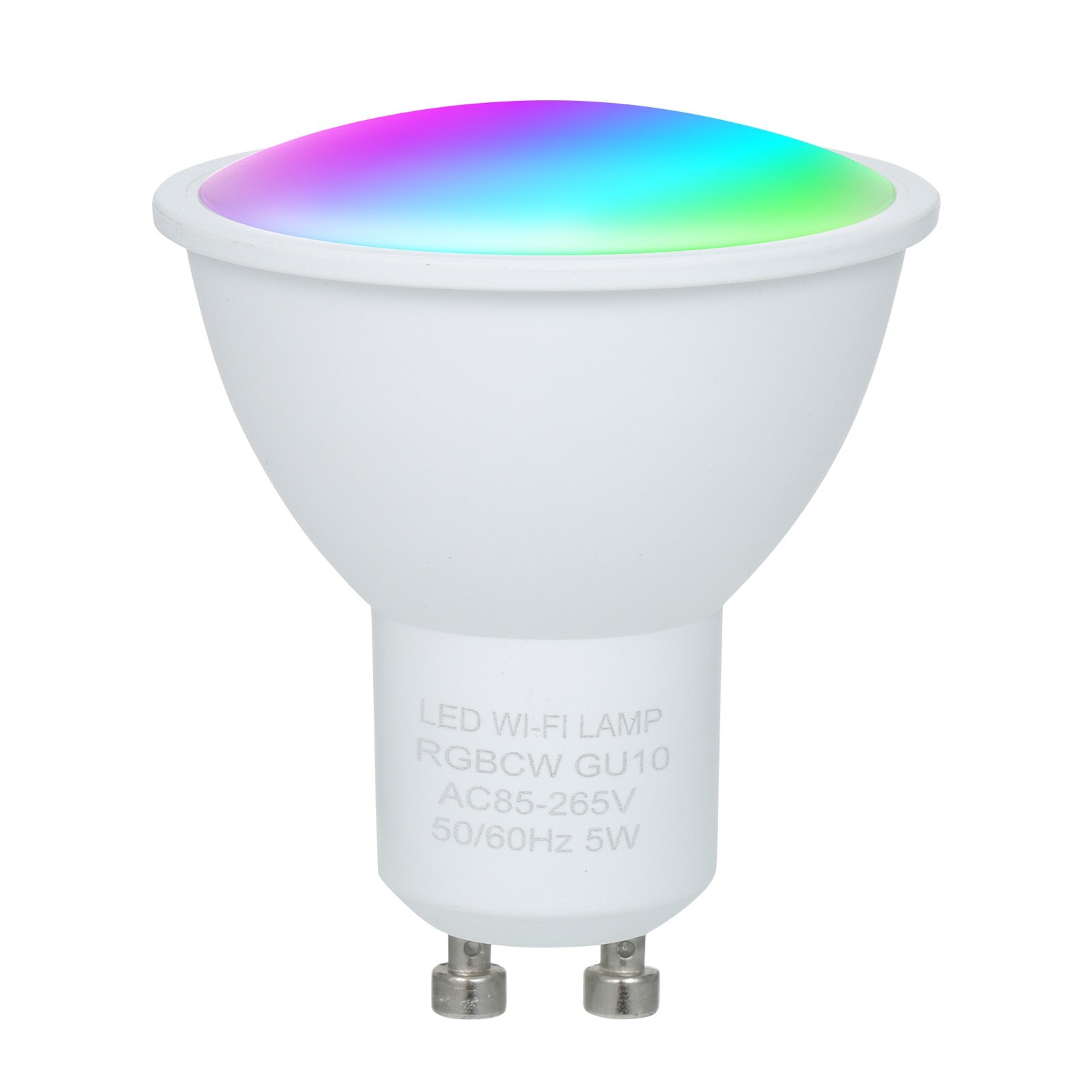 Умная лампочка Wi-Fi 5 Вт, GU10, два режима (белый свет и RGB), 16 миллионов цветов, управление через приложение и голосовое управление, функция таймера, многоцветная светодиодная подсветка