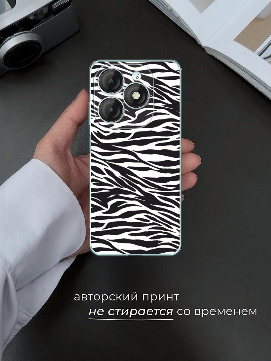 Силиконовый чехол на Itel P55 / Ител Р55 с принтом "Принт зебра" — фото 1