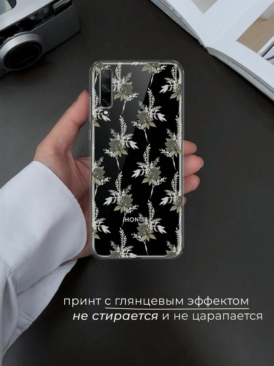 Чехол на Honor 30i / Хонор 30i с принтом "Паттерн цветы сепия" — фото 1
