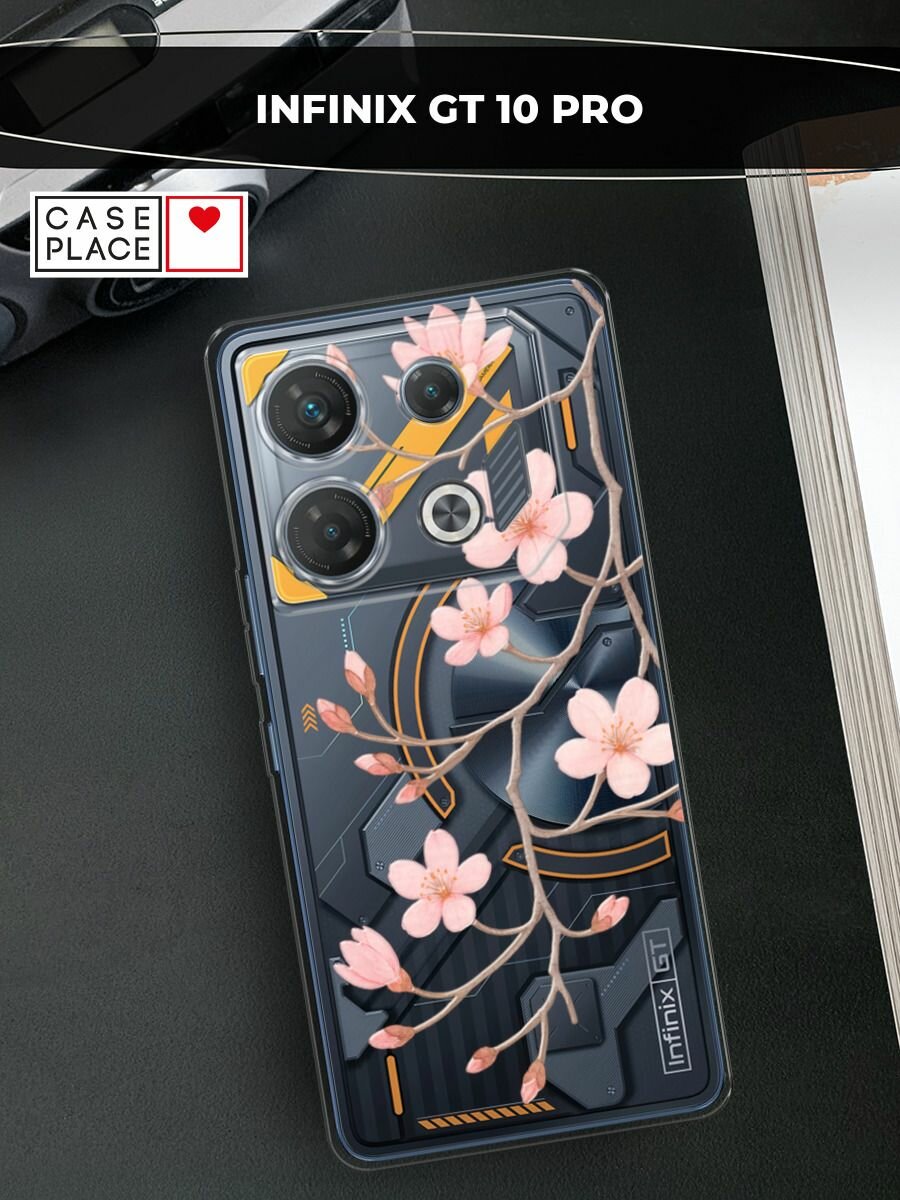Чехол на Infinix GT 10 Pro / Инфиникс GT 10 Про с принтом "Веточка распускающейся сакуры 2"