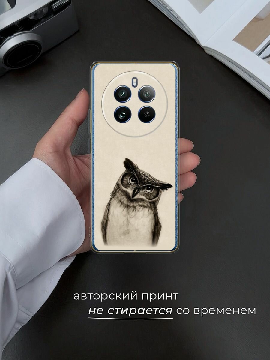 Силиконовый чехол на Realme 12 Pro / Реалми 12 Про с принтом "Сова" — фото 1