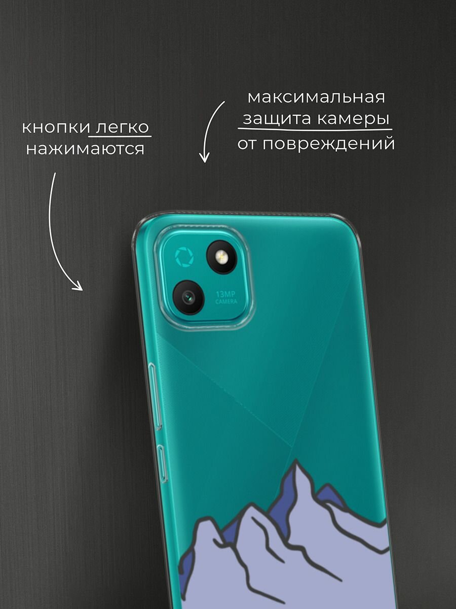 Силиконовый чехол на Wiko T10 / Вико Т10 с принтом "Гора", прозрачный — фото 1