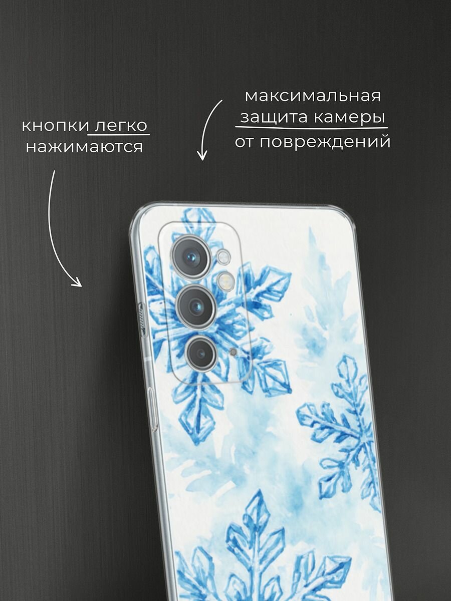 Чехол на OnePlus 9RT / ВанПлас 9RT с принтом "Акварельные снежинки" — фото 1