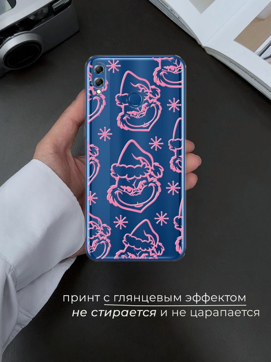 Чехол на Honor 8X / Хонор 8Х с принтом "Розовый Гринч 3" — фото 1