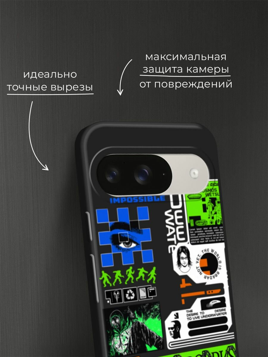 Черный матовый чехол на Google Pixel 9 / Гугл Пиксель 9 с принтом "Nothing impossible" — фото 1