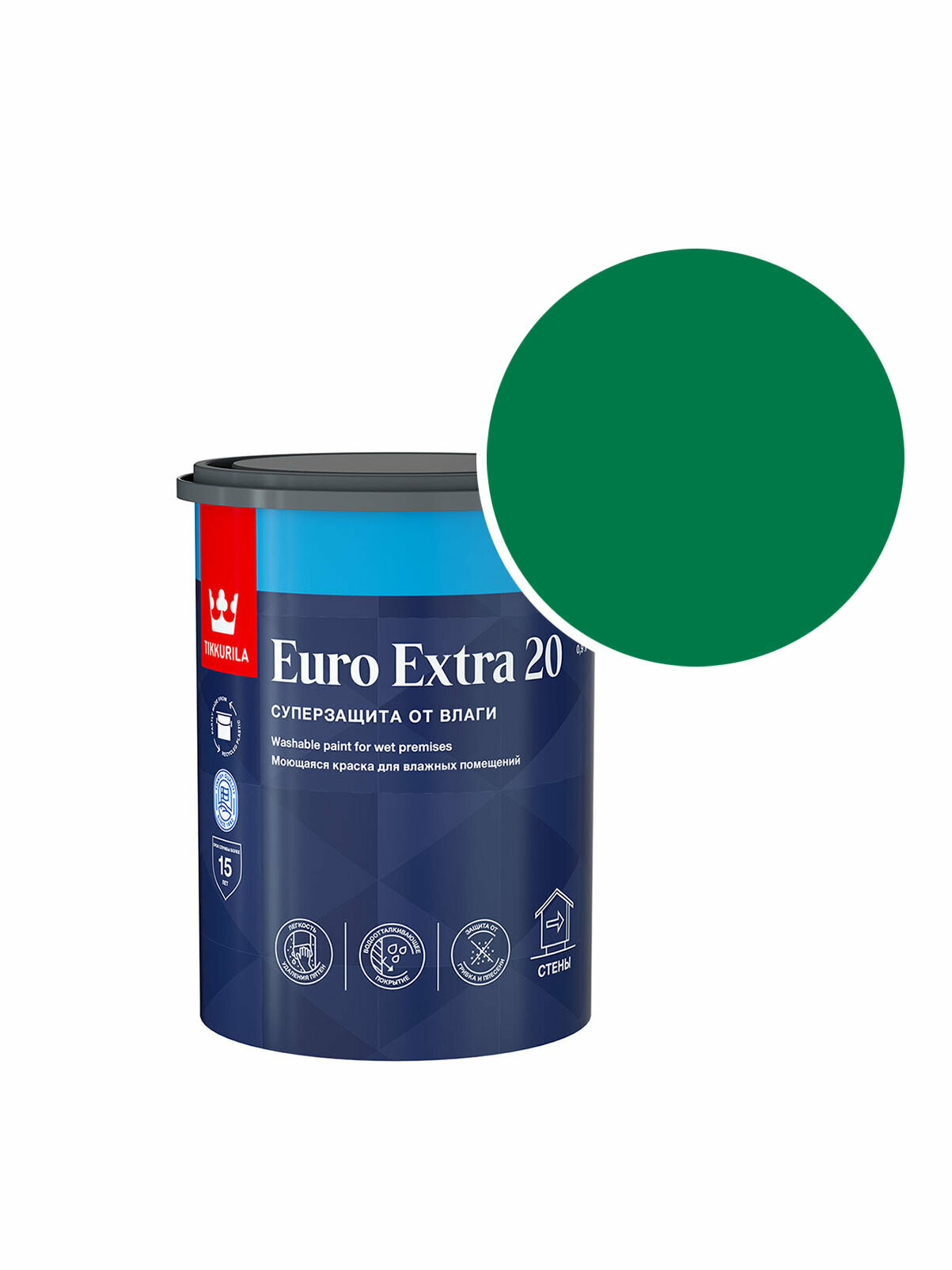 Краска моющаяся Tikkurila Euro Extra 20 RAL 6029 (Мятно-зеленый - Mint green) 0,9 л