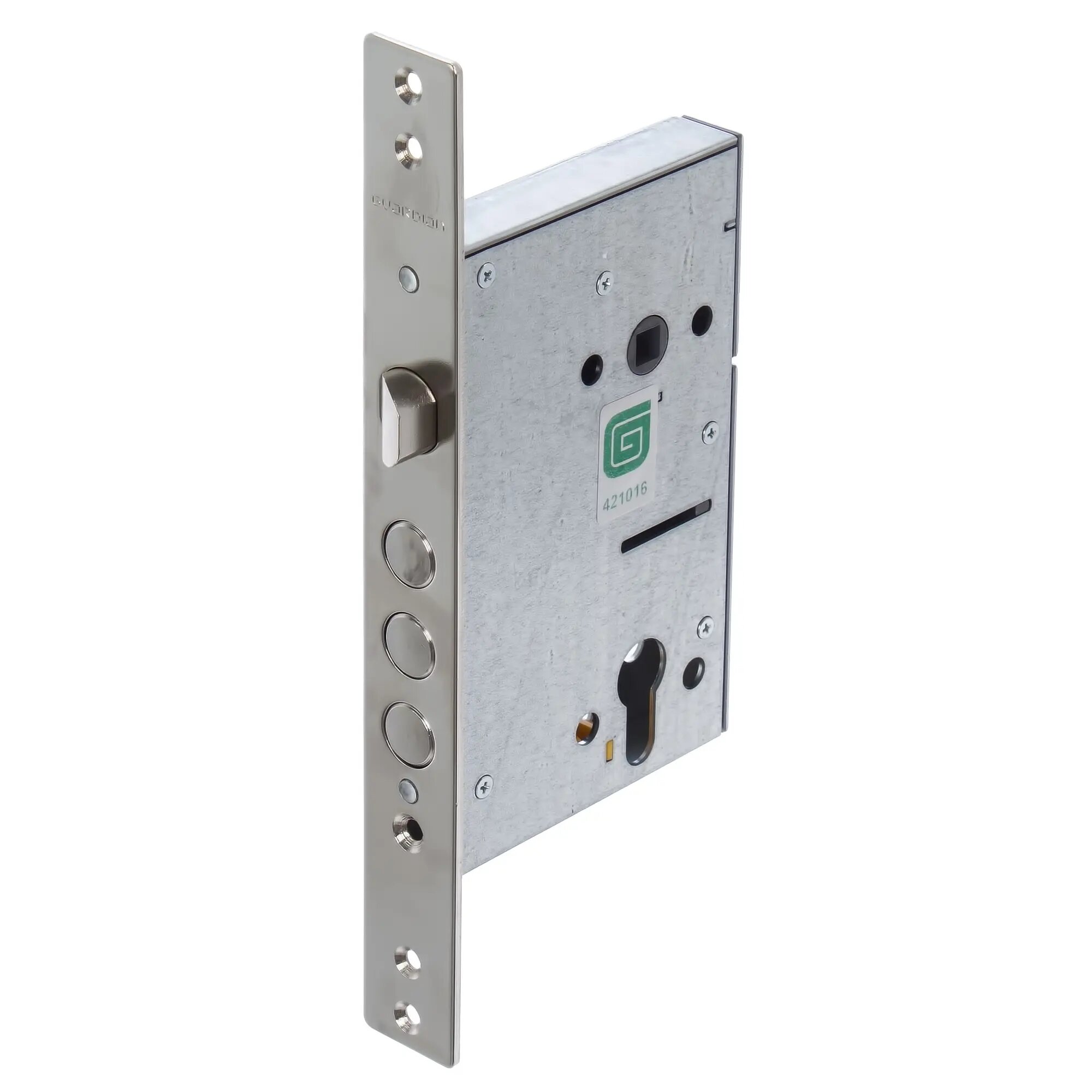 Гардиан-3211врезной замок для двери, цвет хром, высокая прочность и надежность
