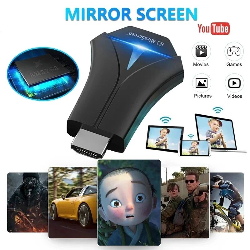 Mirascreen K12 TV Stick Wi-Fi Дисплей Приемник Совместимый адаптер Stream Cast Зеркальный экран Airplay Miracast Airmirror