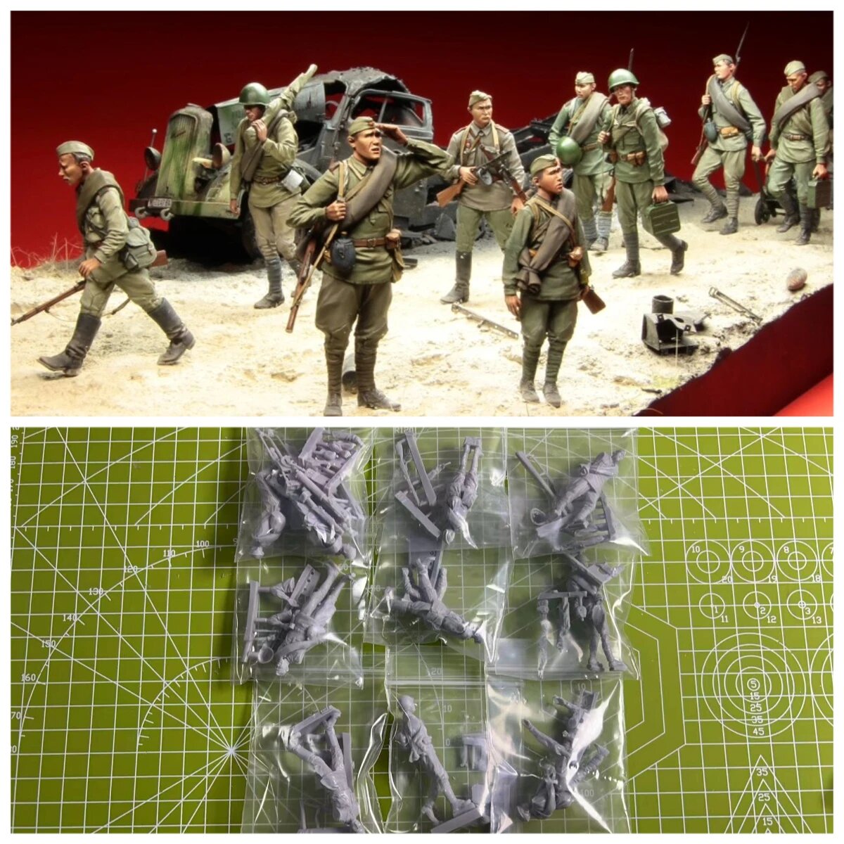 Комплект для сборки литья под давлением смолы 1/35, советские солдаты 10 человек, неокрашенный