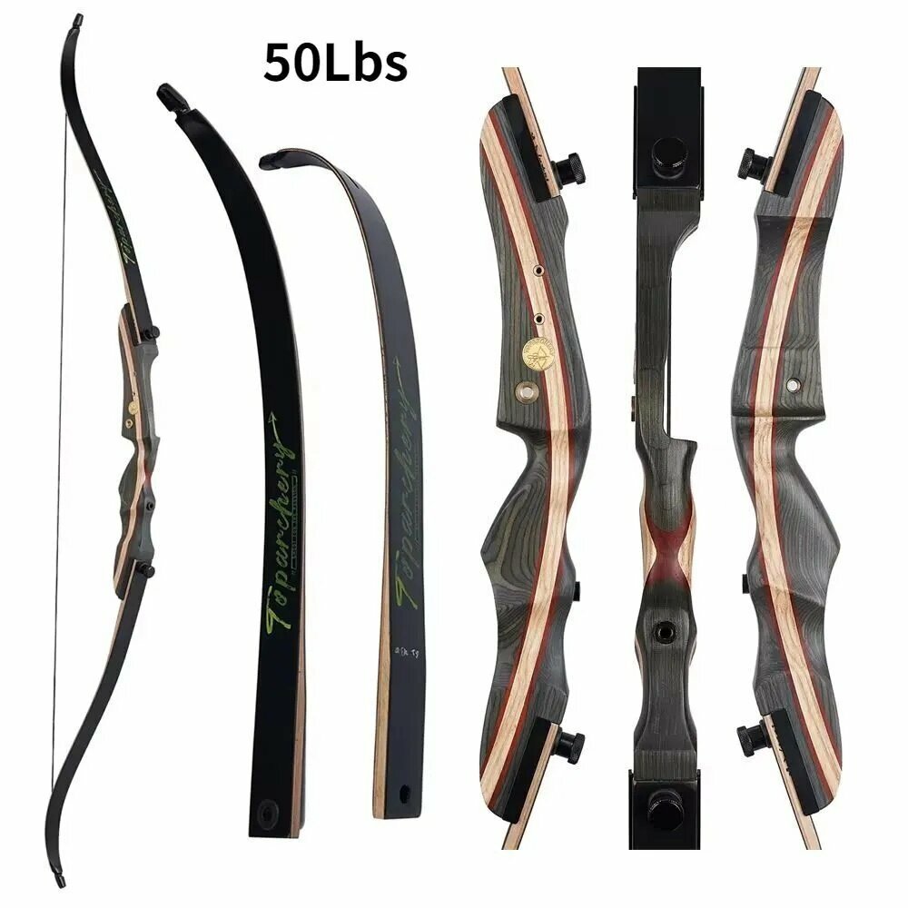 62-дюймовый рекурсивный лук, разборный охотничий лук, 50 фунтов, правый лук, деревянная рука