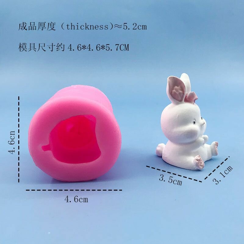 Незакрашенная гипсовая фигурка кролика с бантом для детского DIY рисования и 3D-рукоделия