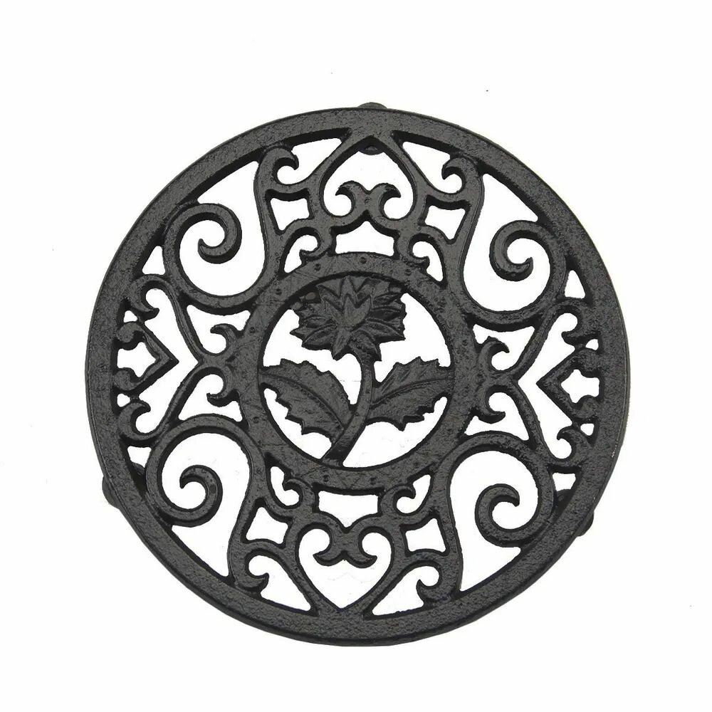 Круглая чугунная подставка 6,7 дюйма с теплоизоляцией, нескользящая