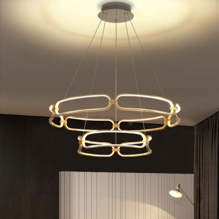 Металлическая светодиодная люстра в форме кольца. . Подходит для спальни, гостиной, столовой.