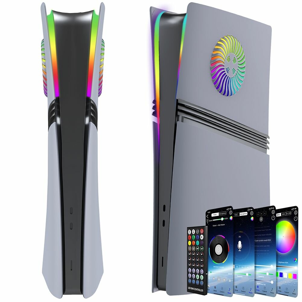 Корпус для PlayStation 5 Pro цифровой версии, серый, с отверстиями для охлаждения