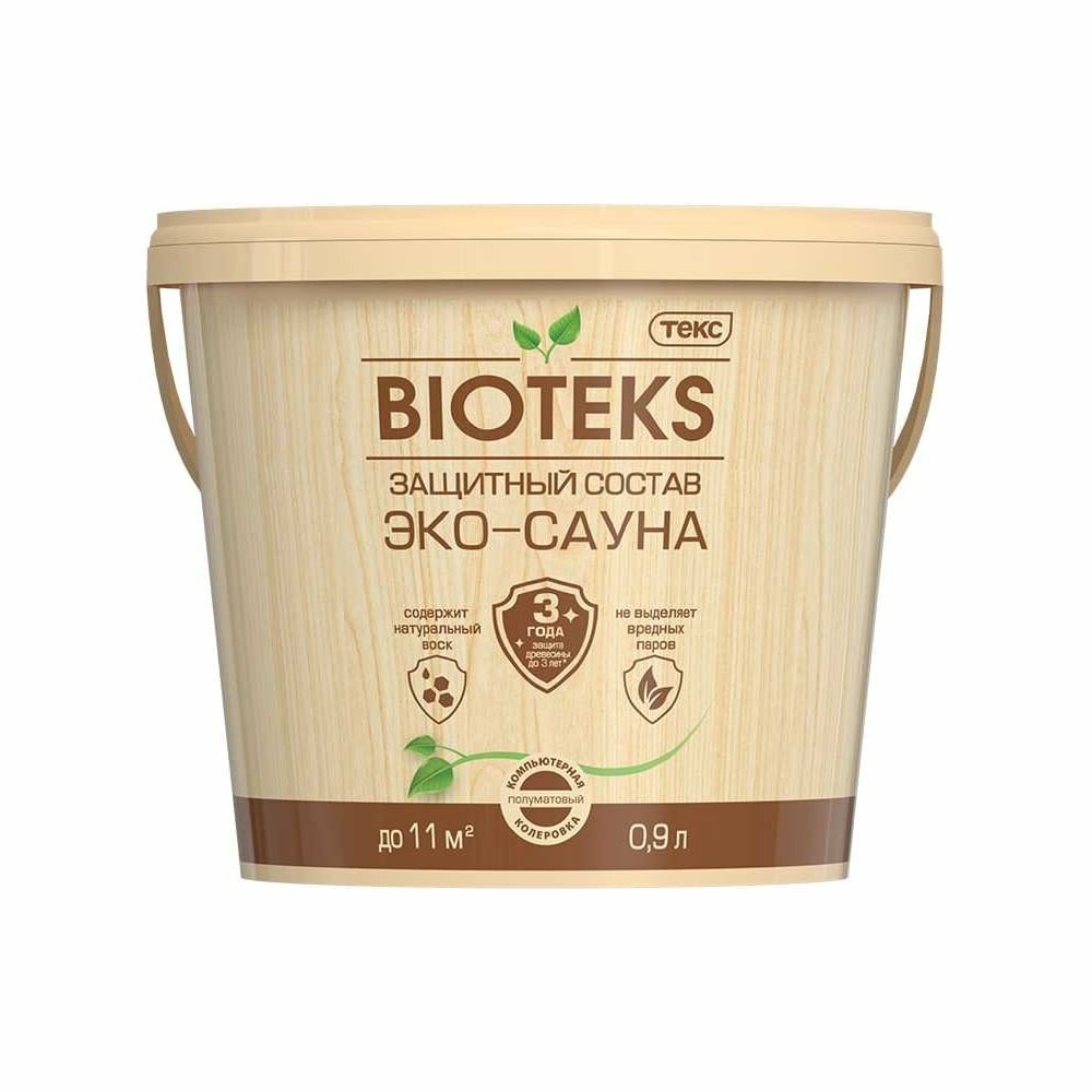 Защитный состав Текс Эко-Сауна BIOTEKS AD полуматовый 0,9л 700010650
