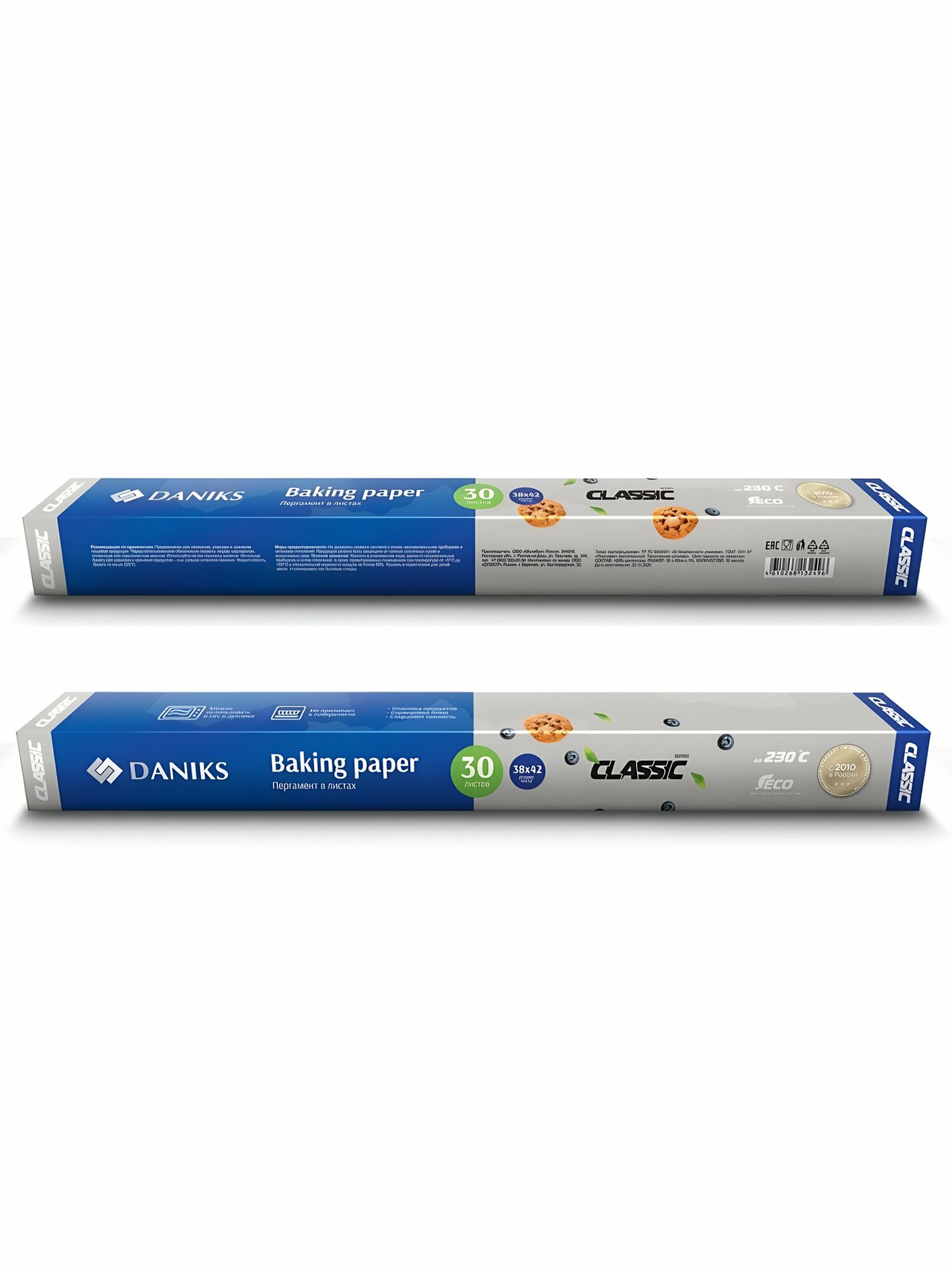 Пергамент для выпечки, 38 х 42 см, белый, 30 листов, силиконизированный, Daniks