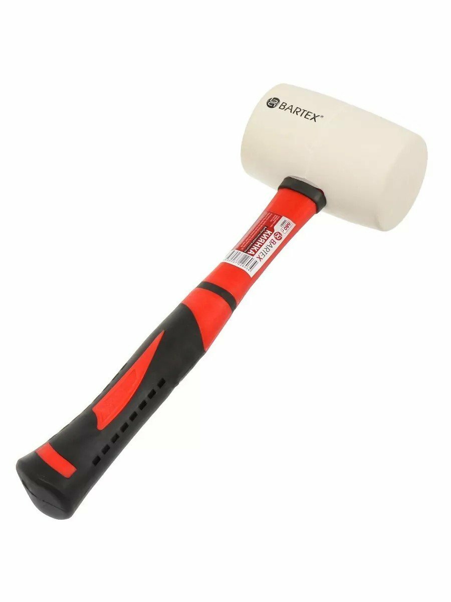 Киянка 680 г, резина, белая, рукоятка фибергласовая, Bartex, B0202NW/680